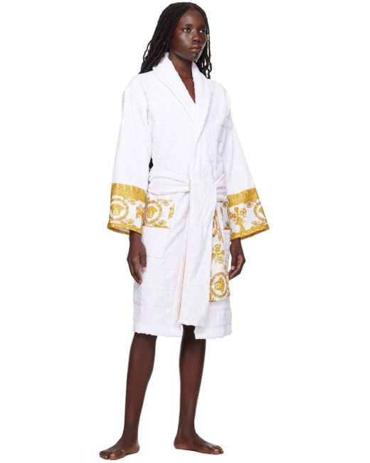 Versace White 'i Heart Baroque' Robe in Black | Lyst
