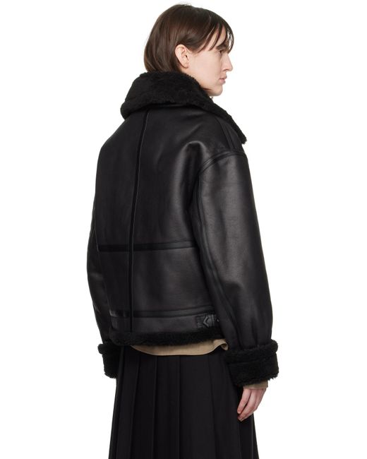 DUNST Loose Fit Line Faux-Shearling Jacket in Black | Lyst