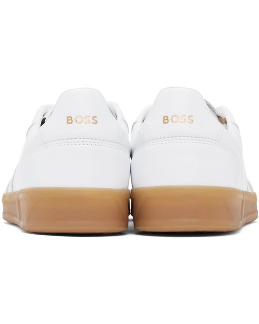 BOSS Leather & Suede Emed Logos Sneakers in Black for Men | Lyst