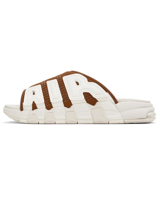 Nike Tan & Off- Air More Uptempo Pool Slides in Black for Men | Lyst