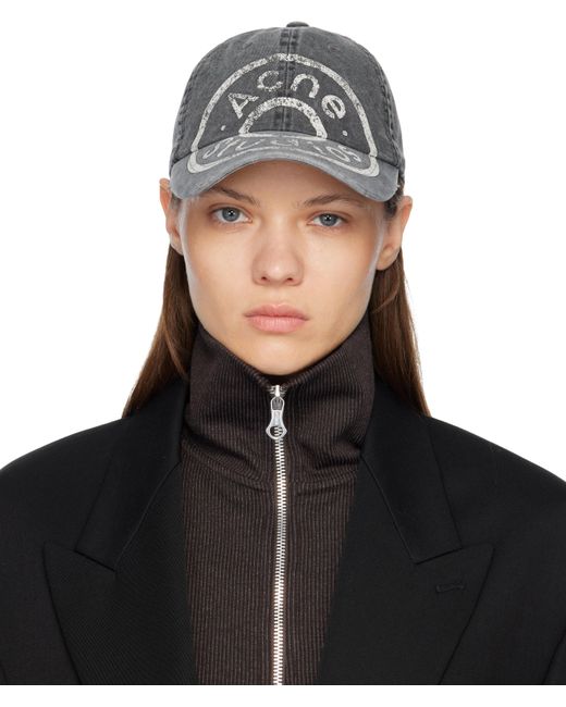Acne Studios Denim Logo Cap in Black | Lyst UK