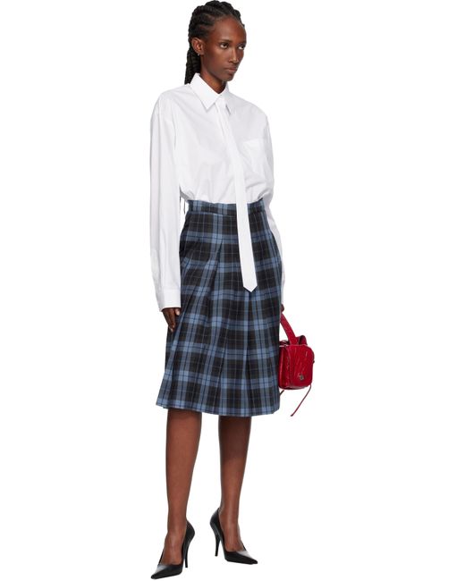 Pushbutton Plaid Midi Skirt in Black | Lyst UK