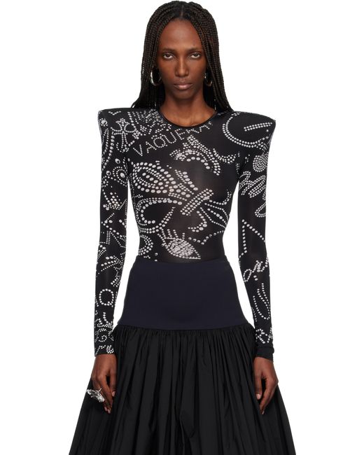VAQUERA Shoulder Pad Bodysuit in Black | Lyst UK