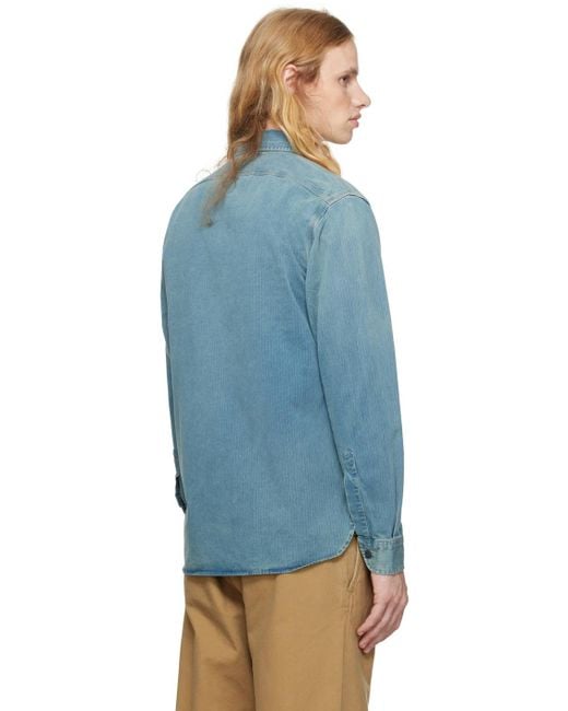 RRL Herringbone Work Shirt in Blue for Men | Lyst