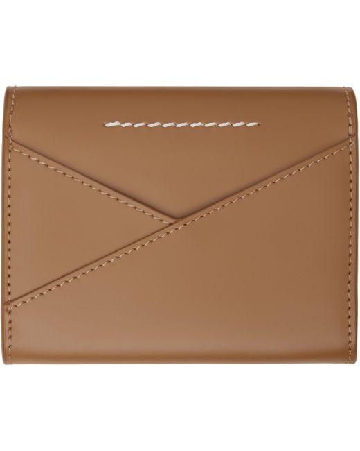 MM6 by Maison Martin Margiela Tan Leather Flap Wallet in Natural | Lyst UK