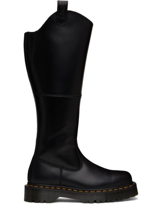 Dr. Martens Amaayah Knee High Leather Tall Boots in Black | Lyst
