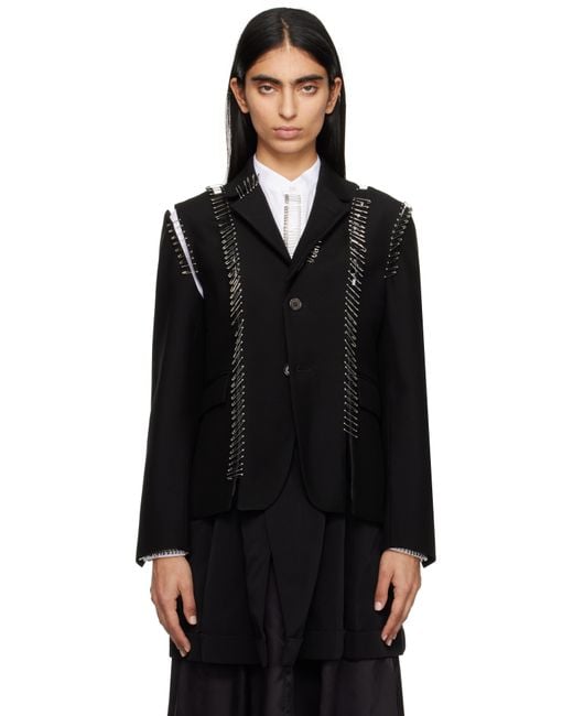 Noir Kei Ninomiya Safety Pin Blazer in Black | Lyst
