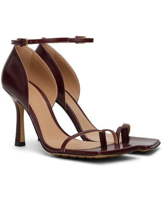 Bottega Veneta Burgundy Stretch Strap Heeled Sandals in Black | Lyst