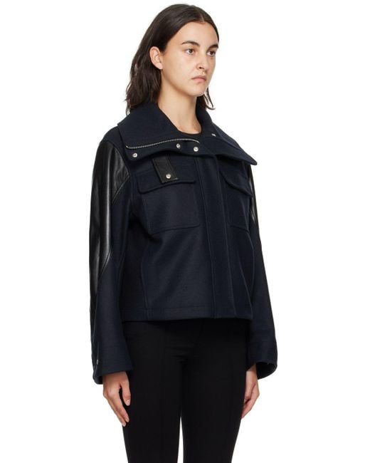 Helmut Lang Navy Cropped Jacket in Black | Lyst
