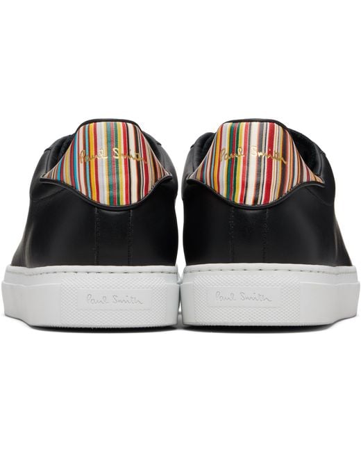 Paul Smith Signature Stripe Heel Panel Leather Beck Sneakers in Black ...