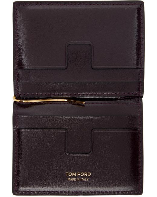 Tom Ford Burgundy Shiny Croc Folding Money Clip Card Holder in Black ...