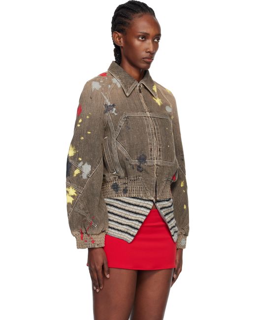 Kiko Kostadinov K Painted Denim Bomber Jacket in Red | Lyst UK
