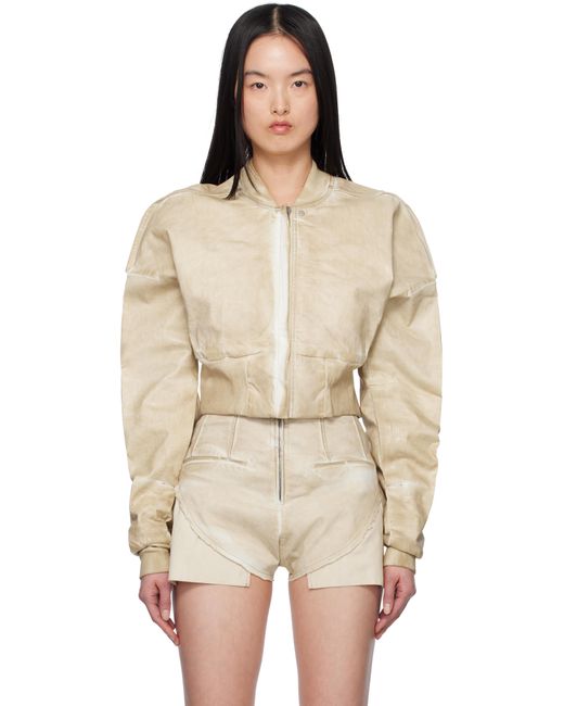 Rick Owens Hollywood Cropped Denim Flight Jacket in Natural | Lyst
