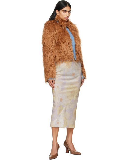Dries Van Noten Tan Paneled Faux-Fur Jacket in Brown | Lyst UK