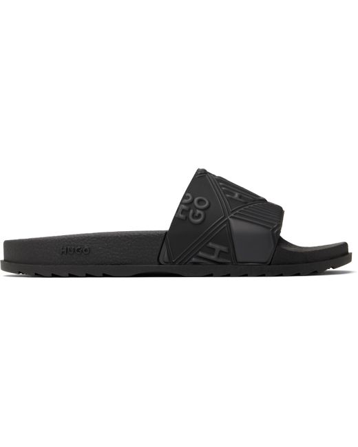 HUGO Italian-Made Mixed Logos Pool Slides in Black for Men | Lyst