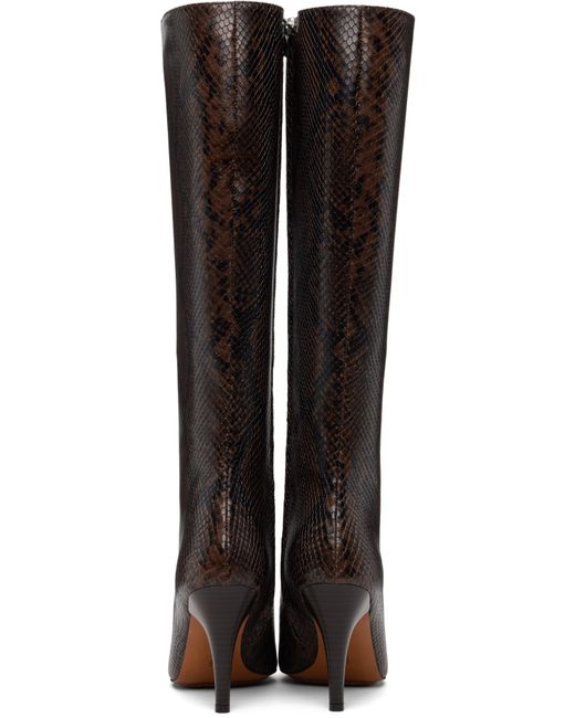 Stella McCartney Square-Toe Snake Knee-High Stiletto Boots in Black | Lyst