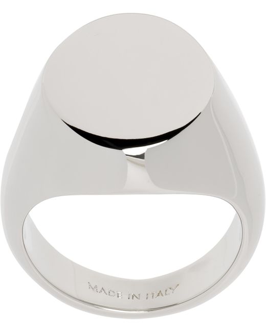 MM6 by Maison Margiela Minimal Logo Oval Signet Ring in Metallic for ...