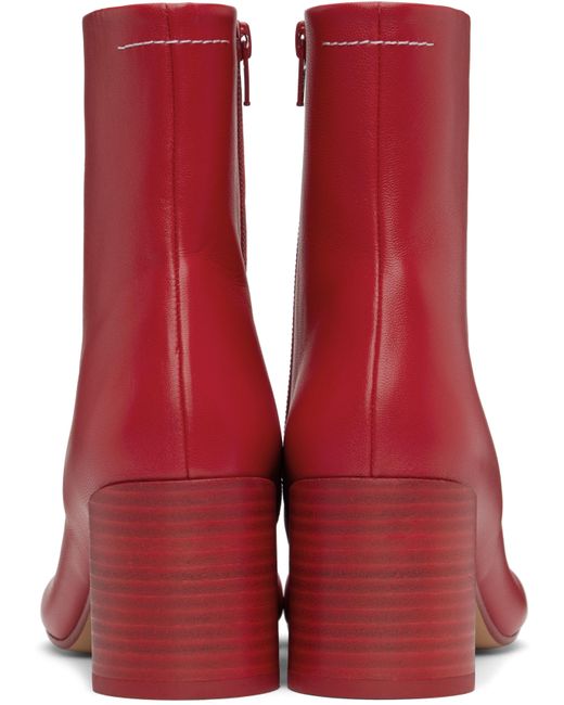 MM6 by Maison Martin Margiela Anatomic Ankle Boots in Red | Lyst