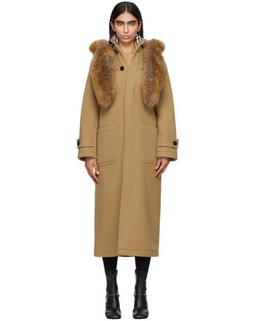 Burberry Faux-Fur Trim Coat | Lyst