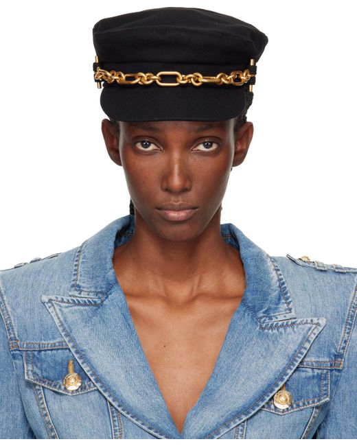 Balmain Brandebourg Wool Cap in Blue | Lyst UK