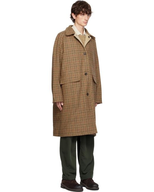 Drake's Reversible Harris Tweed Cotton Raglan Mac Coat in Black for Men ...