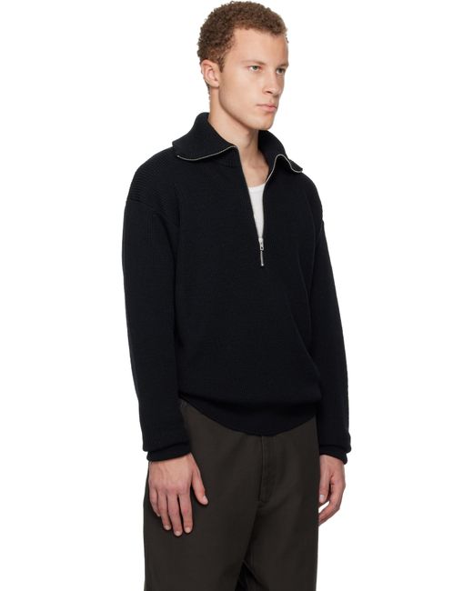 Lemaire Half Zip Sweater in Black for Men | Lyst UK