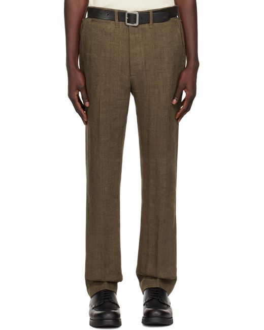 RRL Linen Herringbone Officer'S Trousers in Brown for Men | Lyst