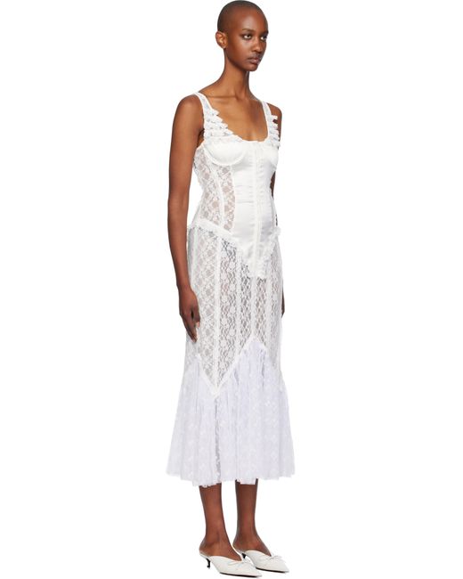 Pushbutton Corset Point Shirring Midi Dress in Black | Lyst