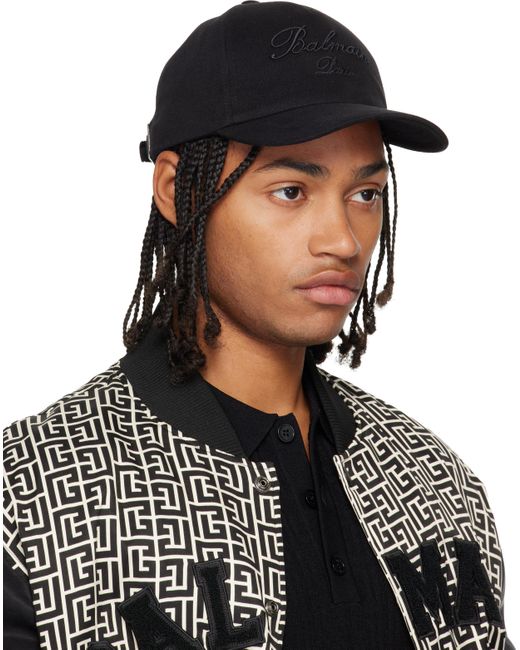 Balmain Signature' Cotton Cap in Black for Men | Lyst UK