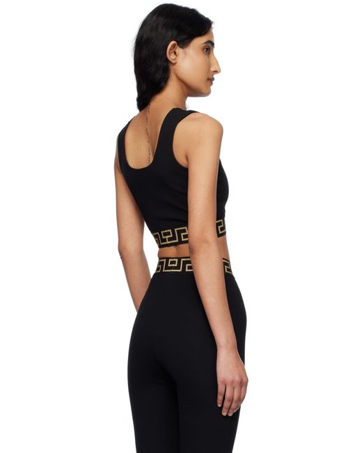 Versace Greca Border Gym Sport Bra in Black | Lyst