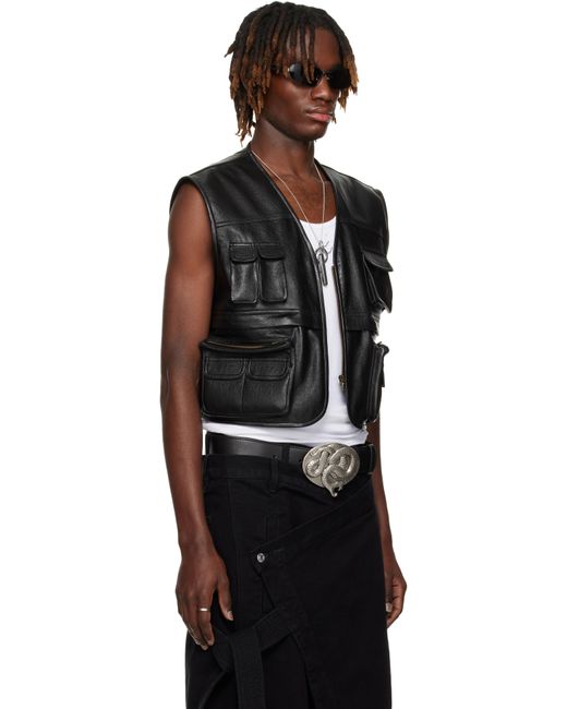 Lu'u Dan Cargo Faux-Leather Vest in Black for Men | Lyst
