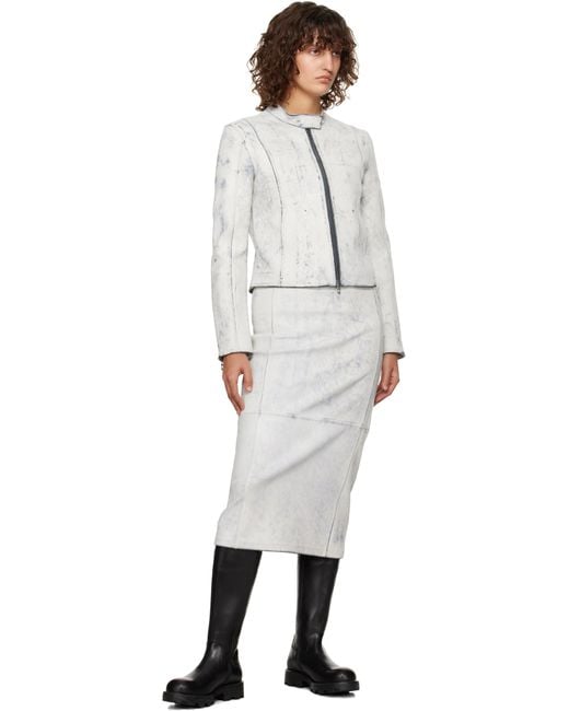 DIESEL L-Yric Leather Jacket in White | Lyst