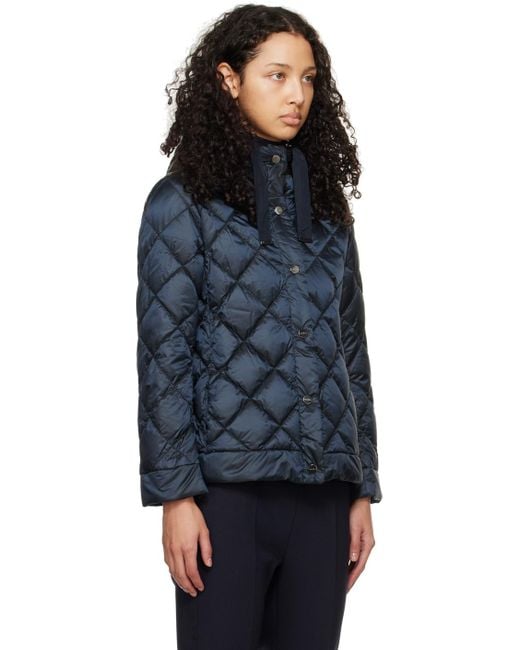 Max Mara Navy Risoft Reversible Down Jacket in Black | Lyst