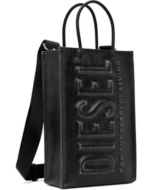 DIESEL Faux Leather Top-Handle Tote Bag in Black | Lyst