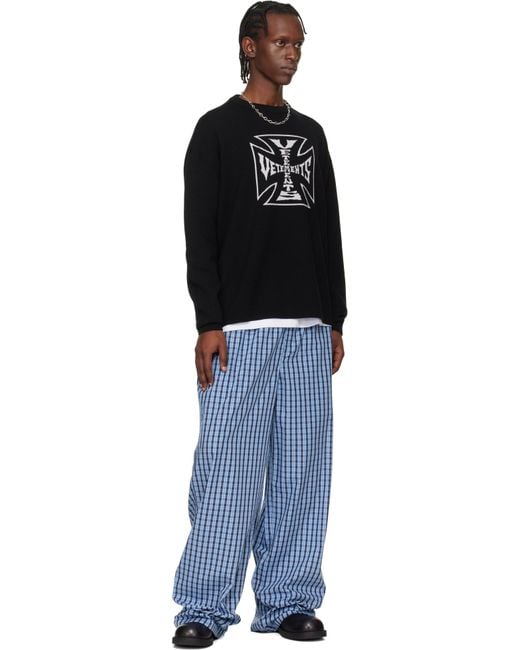 Vetements Double Biker Cross Logo Sweater in Black for Men | Lyst UK