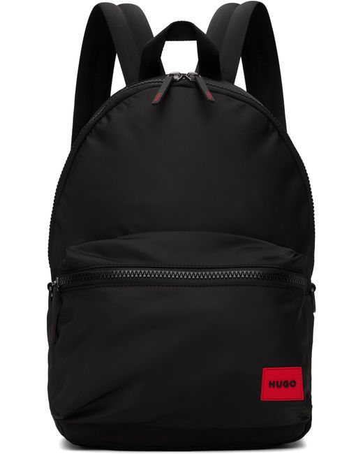 HUGO Matte Fabric Logo Label Backpack in Black for Men | Lyst