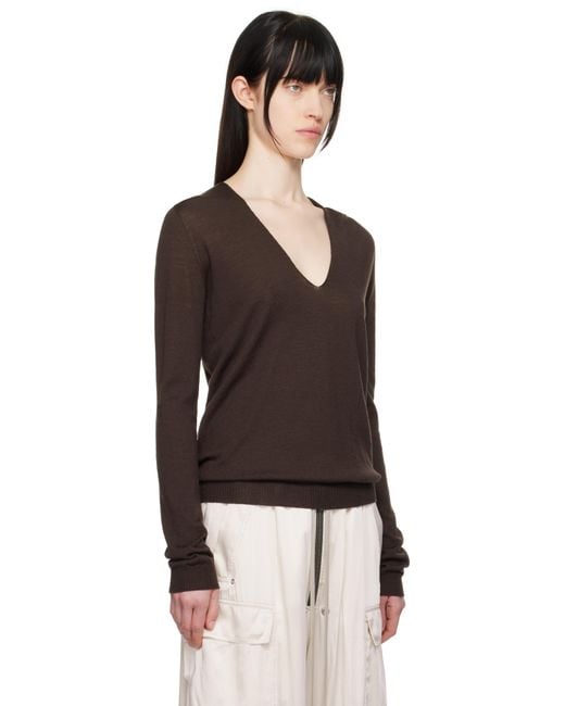 Rick Owens Hollywood V Neck Pull Sweater in Black | Lyst