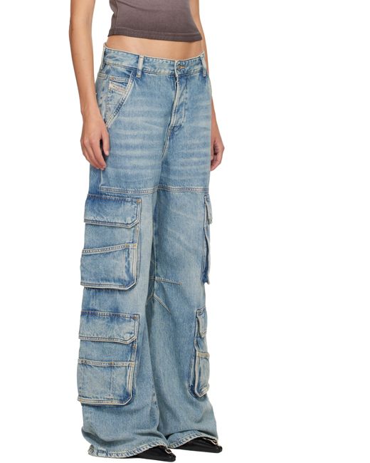DIESEL Blue Relaxed 1996 D-sire Denim Cargo Pants | Lyst UK