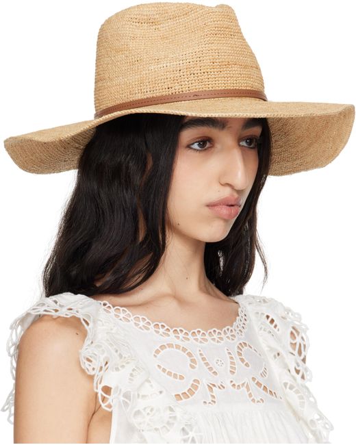 Rag & Bone Leather-Trimmed Wide-Brim Raffia Panama Hat in Natural | Lyst
