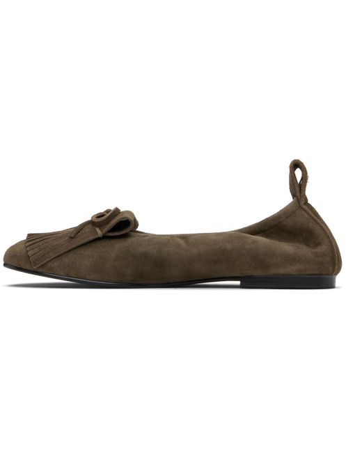 OPEN YY Bun Suede Fringe Ballerina Flats in Black | Lyst UK