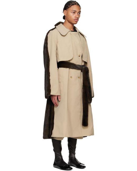 Abra Hybrid Faux-Fur Trench Coat in Black for Men | Lyst