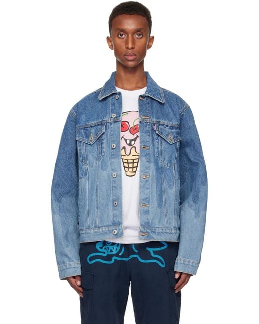 ICECREAM Lazer Drip Denim Trucker Jacket in Blue for Men | Lyst