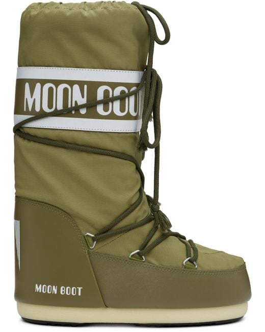 Moon Boot Khaki Icon Nylon Boots in Green | Lyst