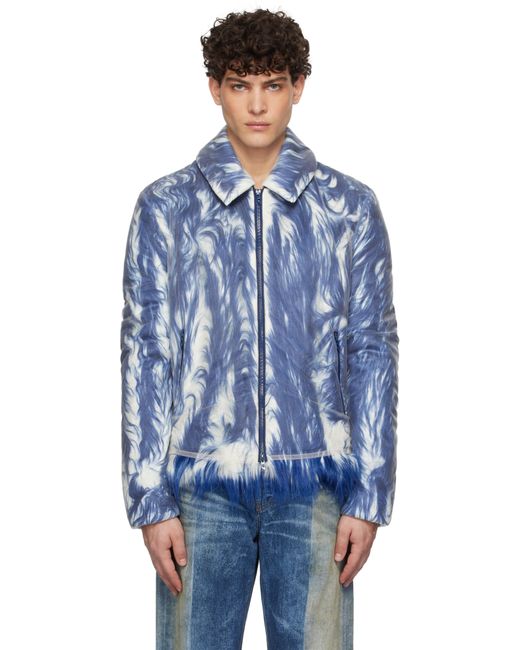 DIESEL W-Woufy Faux-Fur Jacket in Blue for Men | Lyst