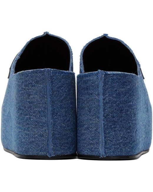 Coperni Blue Denim Branded Wedge Clogs | Lyst