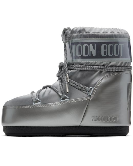 Moon Boot Icon Low Glance Satin Boots in Gray | Lyst