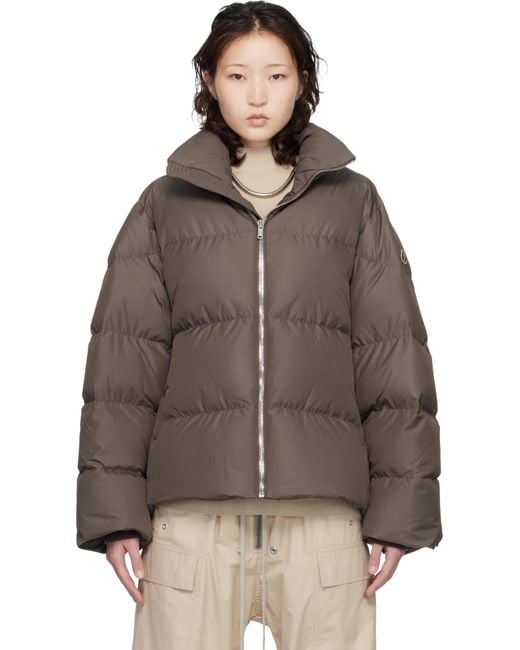 Rick Owens Moncler + Taupe Cyclopic Down Jacket in Brown | Lyst UK