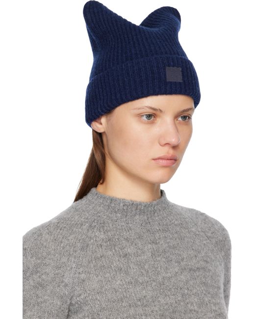 Acne Studios Face Logo Square Beanie in Blue | Lyst UK