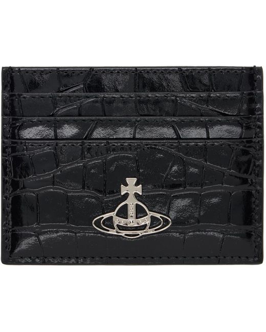 Vivienne Westwood Croc-Embossed Card Holder in Black | Lyst