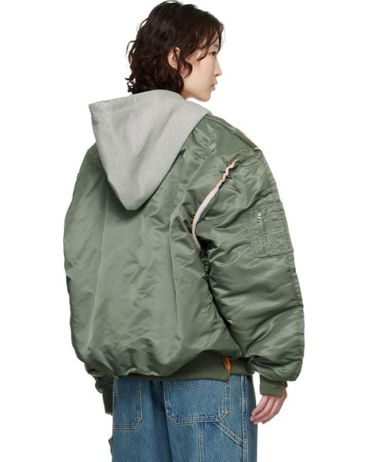 Vetements Khaki Alpha Industries Edition Attached Hood Bomber Jacket in ...